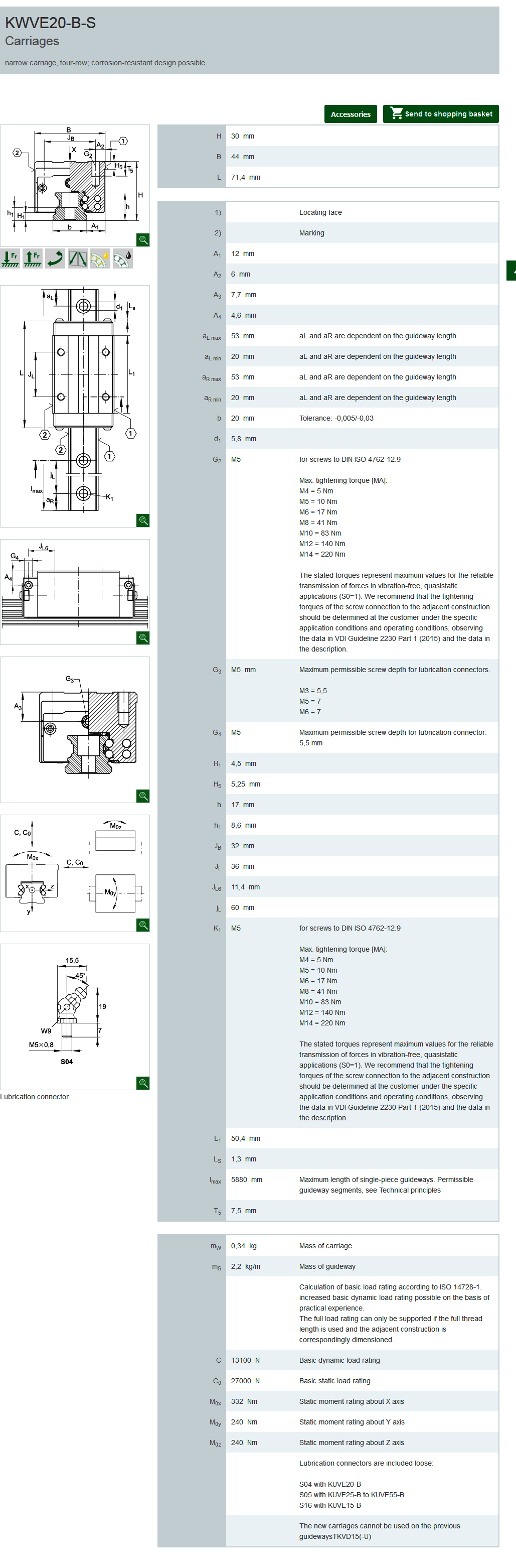 Original INA Linear Rail Guide Block Bearing KWVE20BSG3V1 - NJSKT